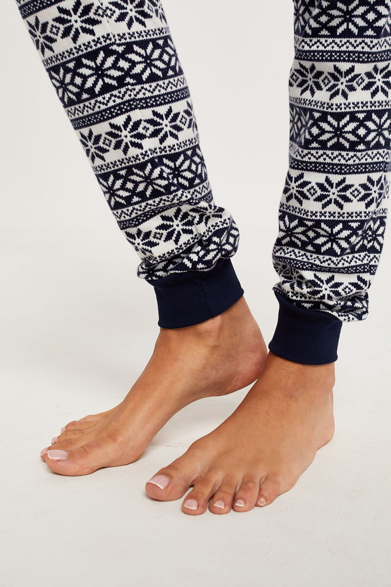 Vianočné dámske bavlnené pyžamo Italian Fashion Arctica tmavomodré