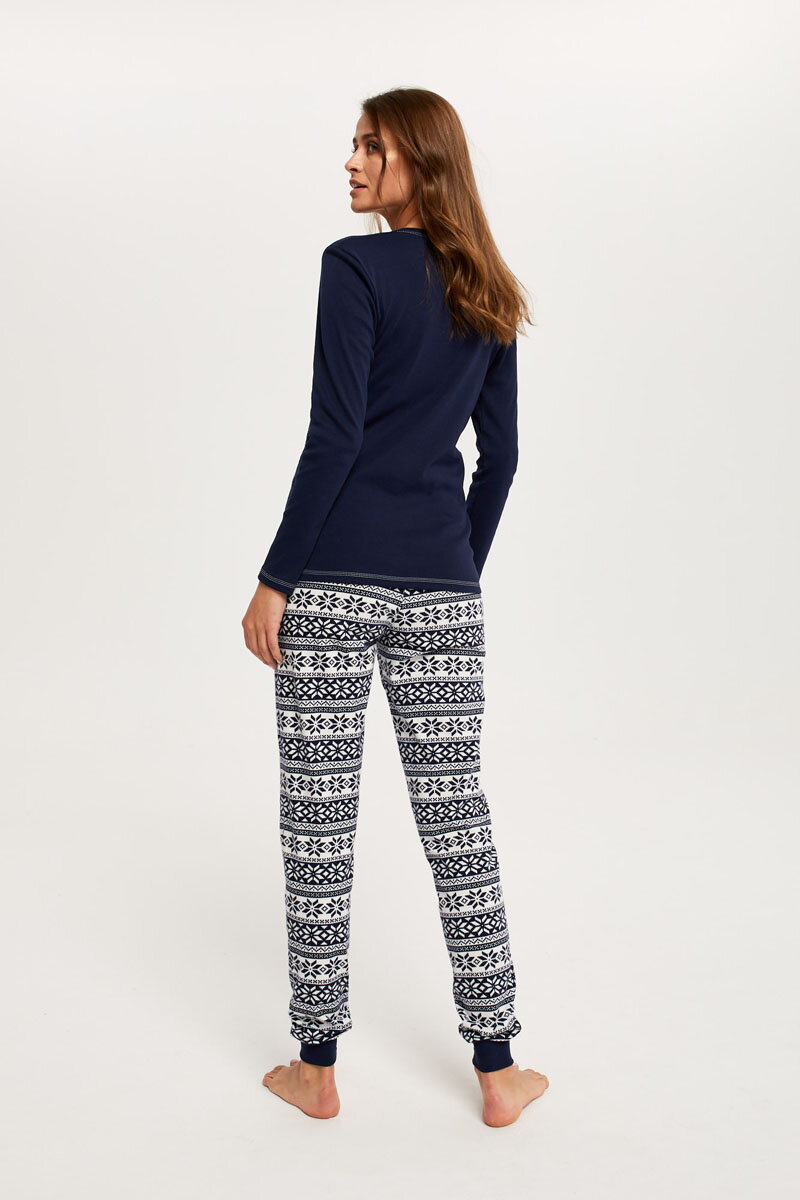 Vianočné dámske bavlnené pyžamo Italian Fashion Arctica tmavomodré