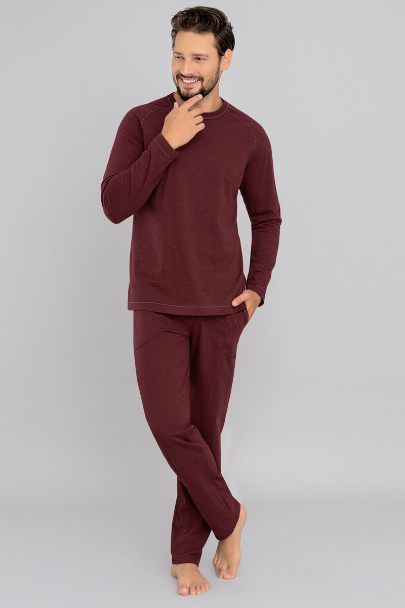 Pánske bavlnené pyžamo Italian Fashion Hass bordové | Liliana.sk